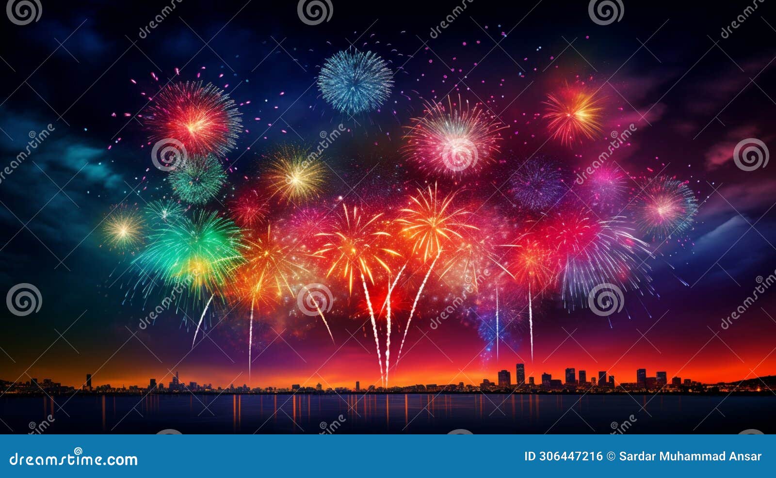 A Fireworks Display that Creates a Visual Representation of a Rainbow ...