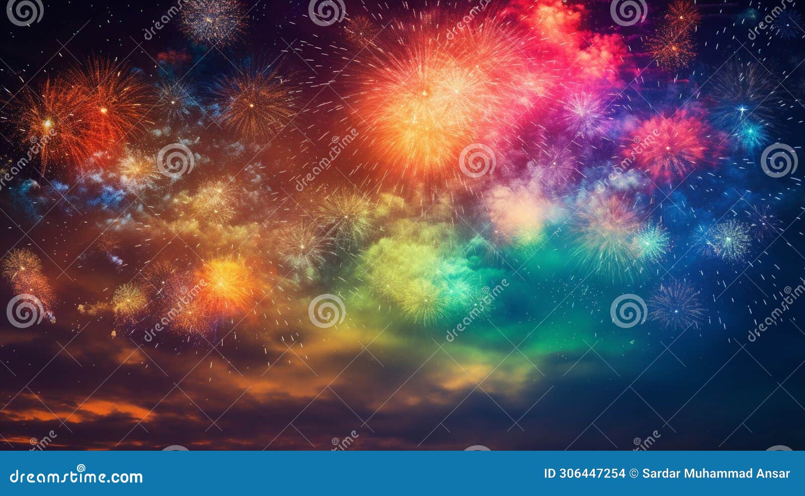A Fireworks Display that Creates a Visual Representation of a Rainbow ...