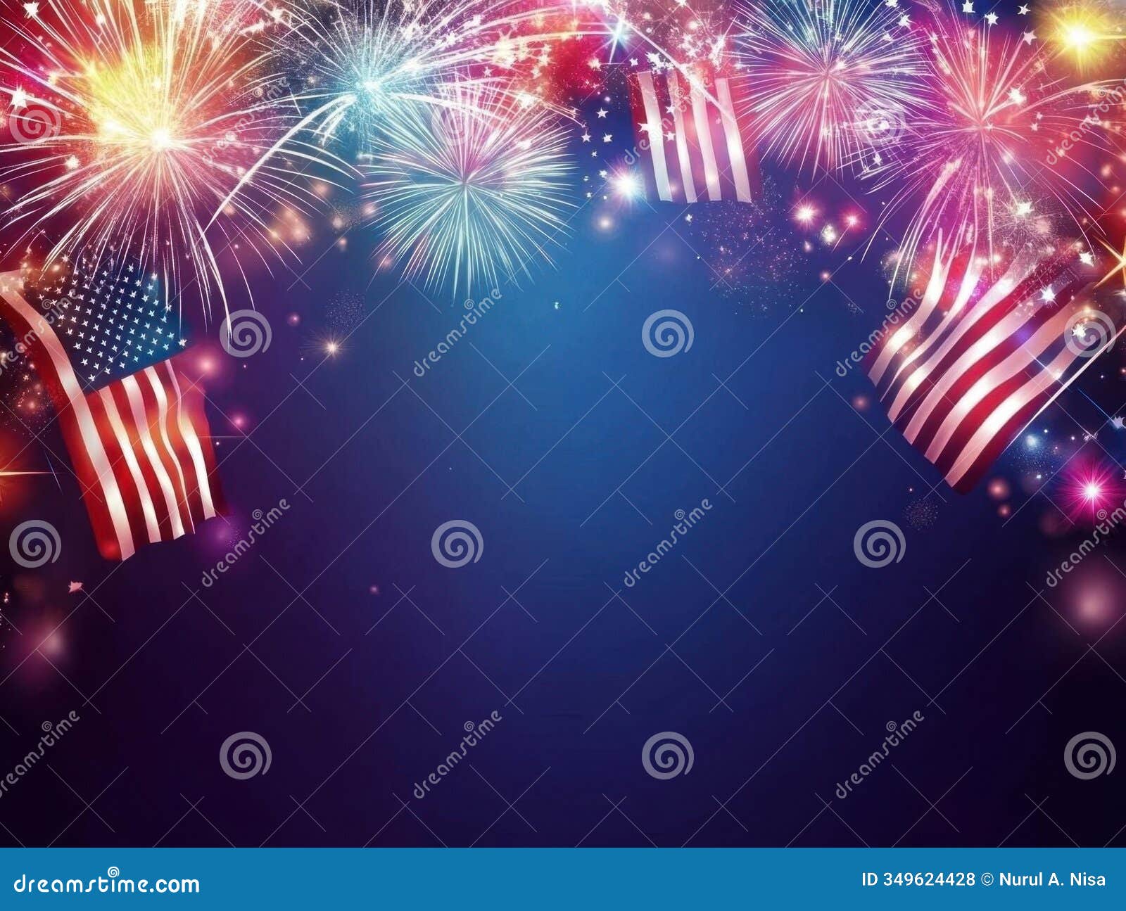 Fireworks Display with Flags - Celebrate with a Stunning Visual Stock ...