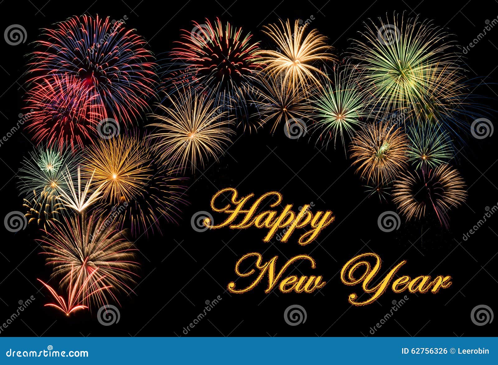 Fireworks Display for a Happy New Year Stock Photo - Image of festive ...
