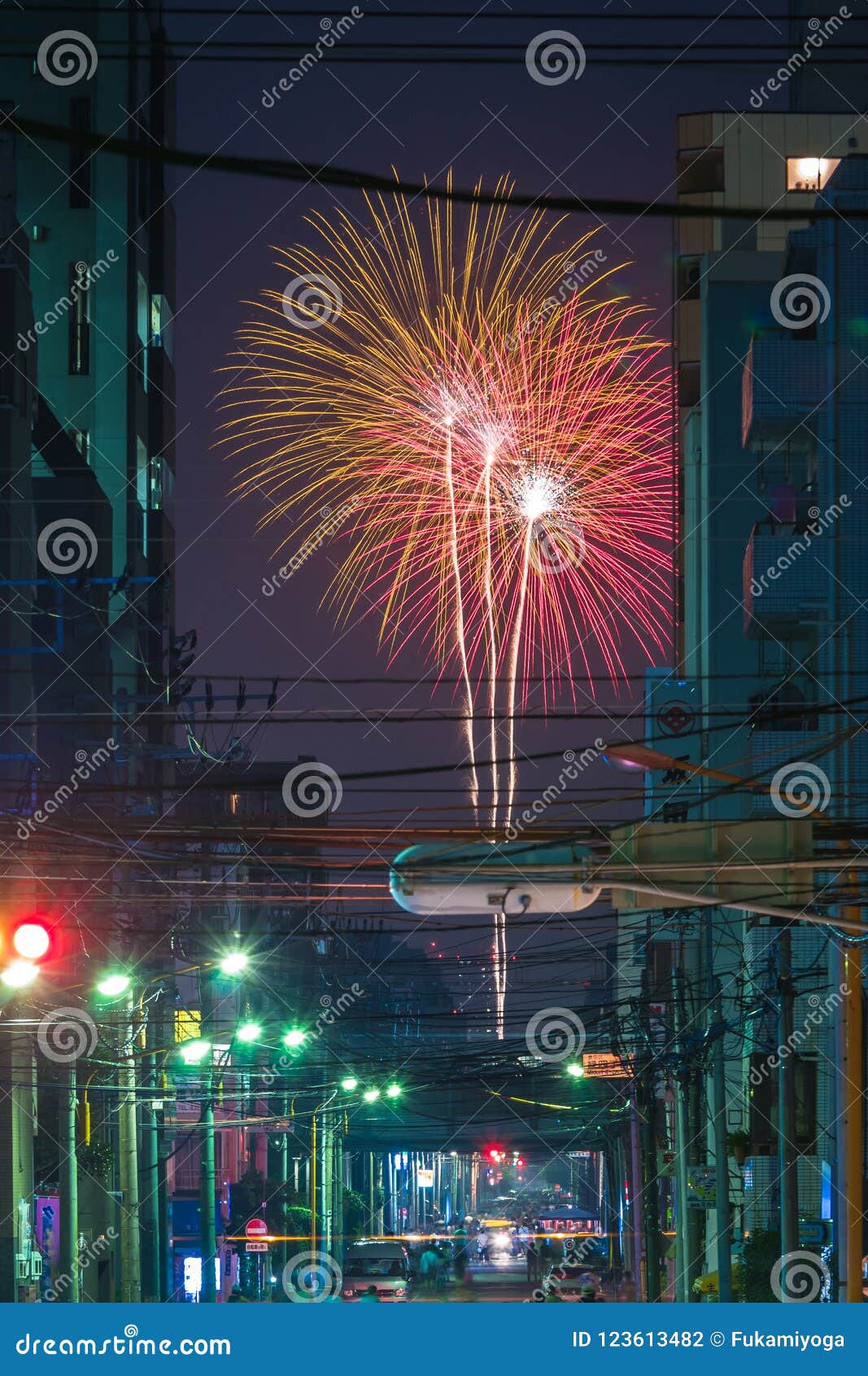 Fireworks display in Japan editorial photography. Image of city - 123613482