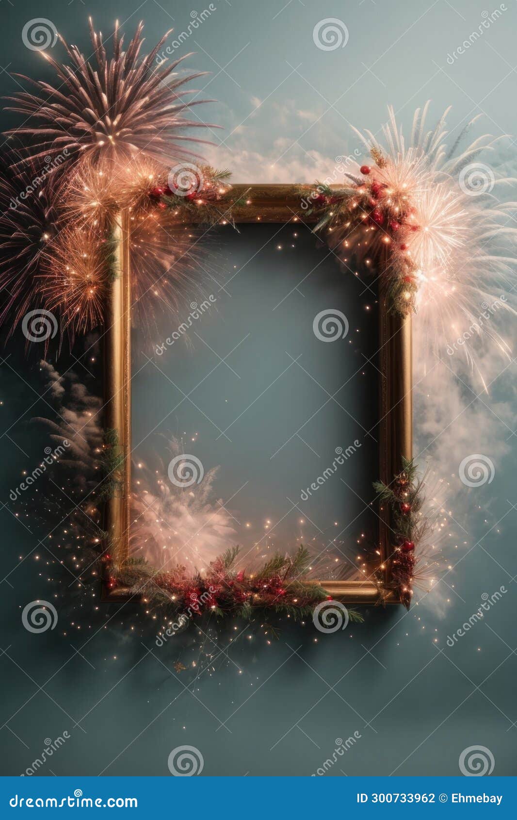 Fireworks Display through a Large Frame Suitable for Festive and ...