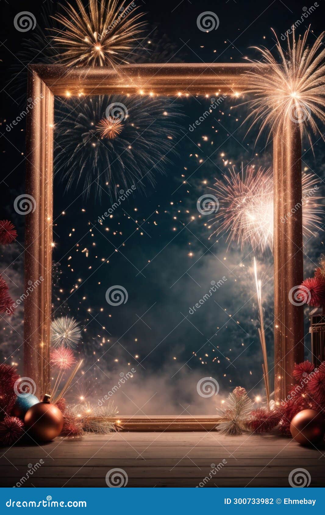 Fireworks Display through a Large Frame Suitable for Festive and ...