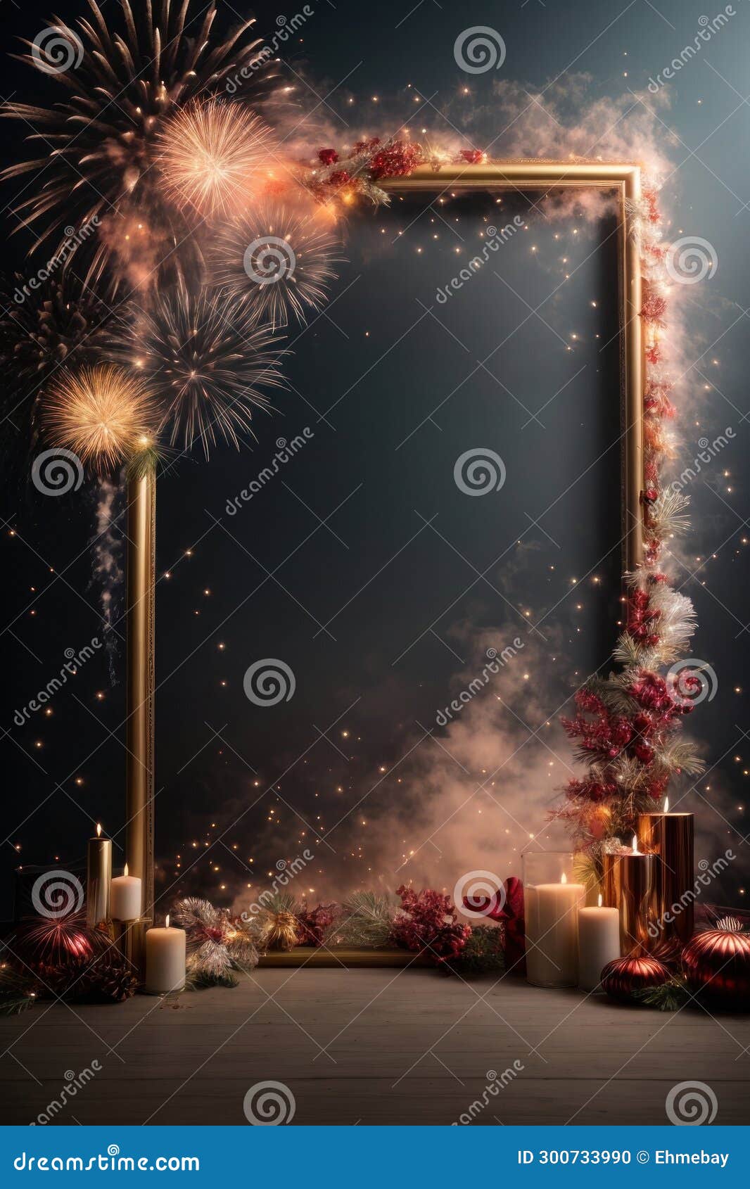 Fireworks Display through a Large Frame Suitable for Festive and ...