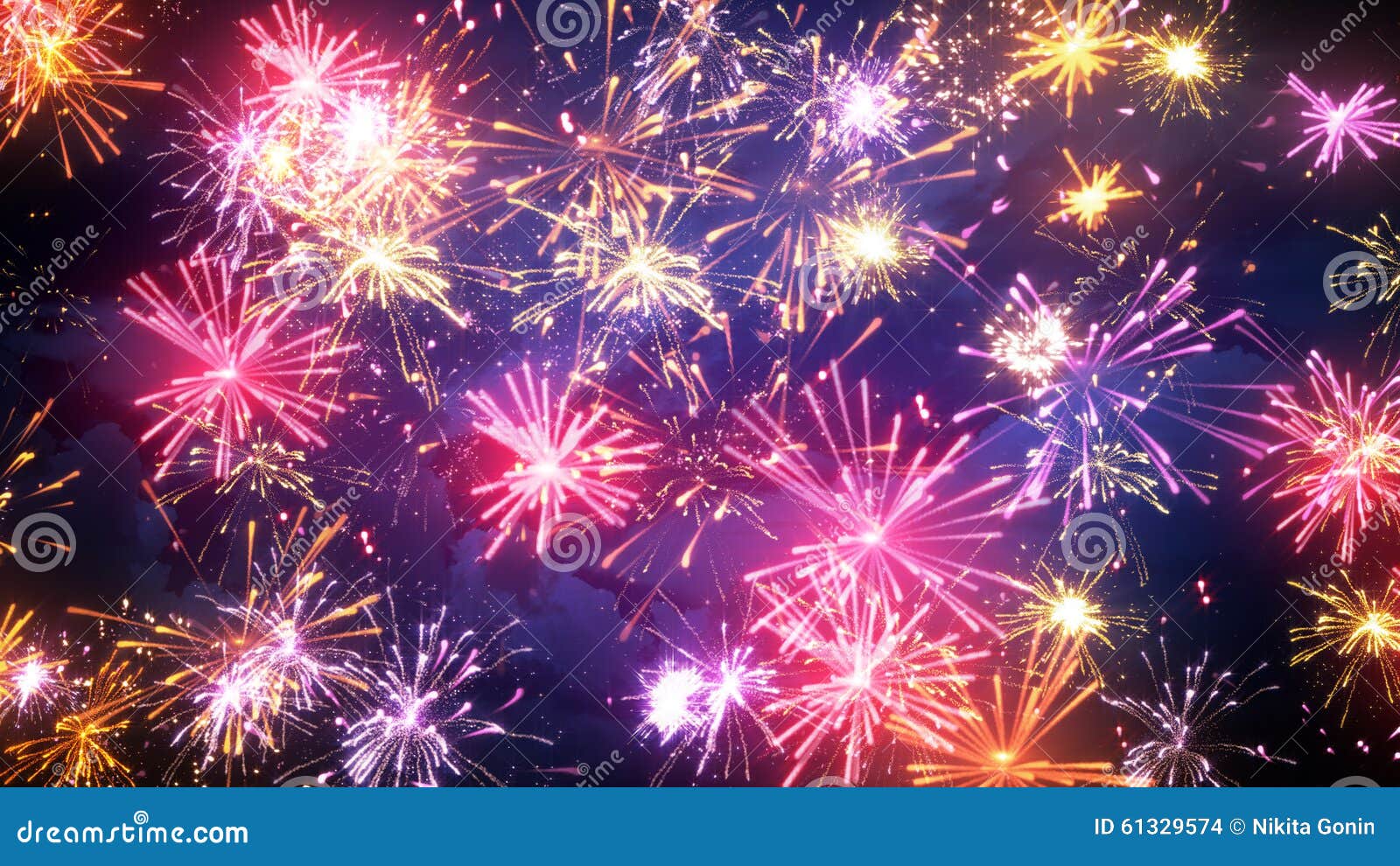 Fireworks Display with Lots of Colorful Bursts Stock Illustration ...
