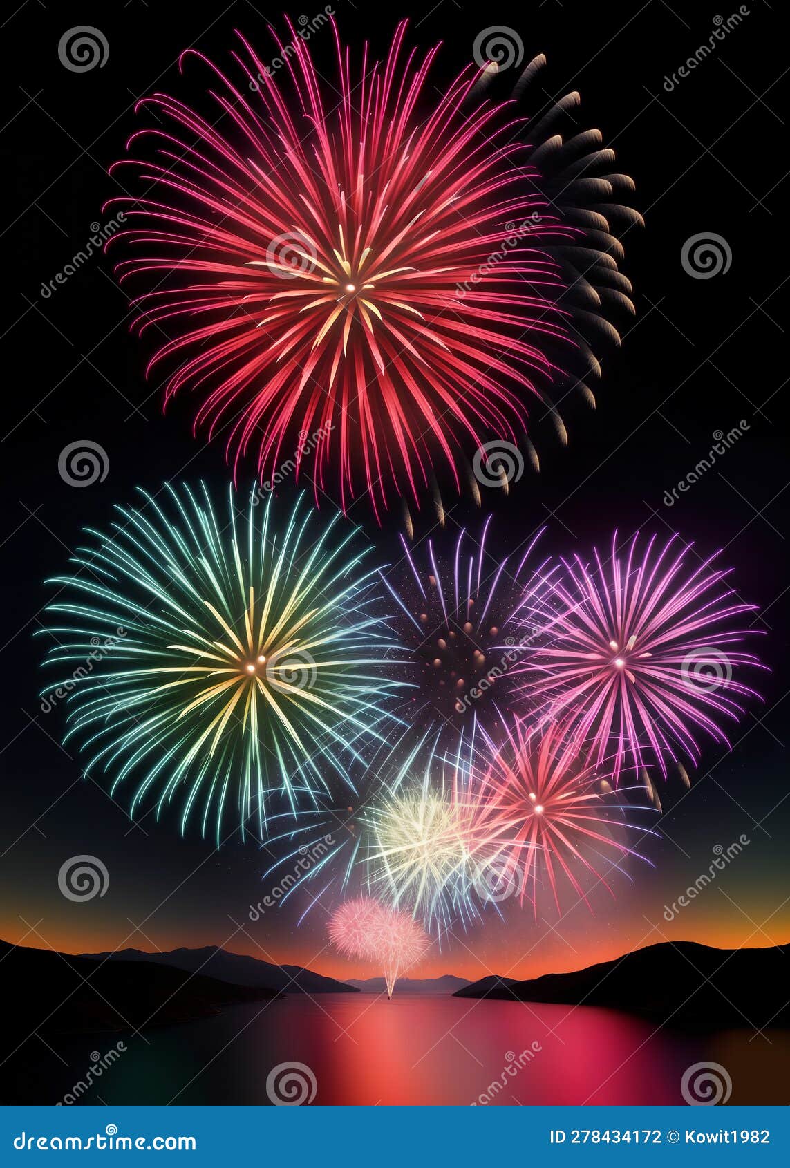 A Fireworks Display with Multiple Colors and Fireworkss in the Sky ...