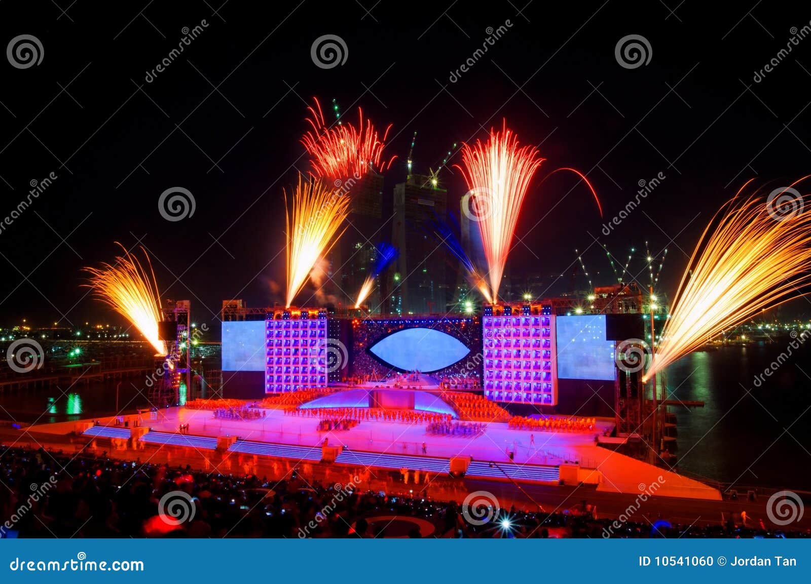 Fireworks Display during NDP 2009 Editorial Image - Image of stage ...