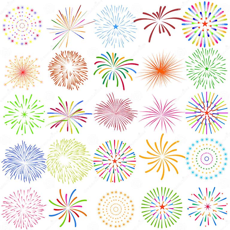 Fireworks Display for New Year and All Celebration Vector Illustration ...