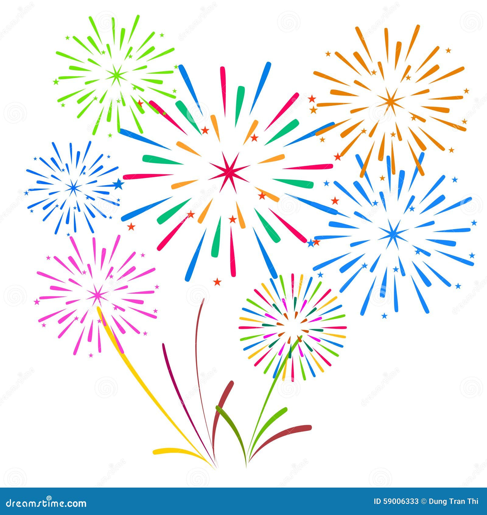 Fireworks Display for New Year and All Celebration Vector Illustration ...