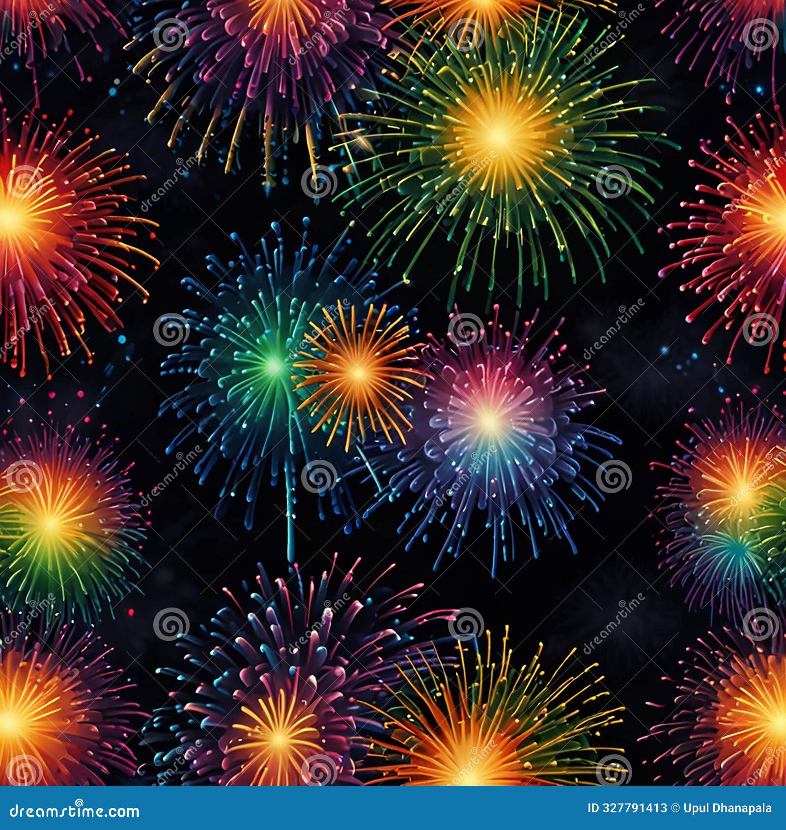 Great Multicolored Fireworks Show with Multiple Colorful Bursts Stock ...