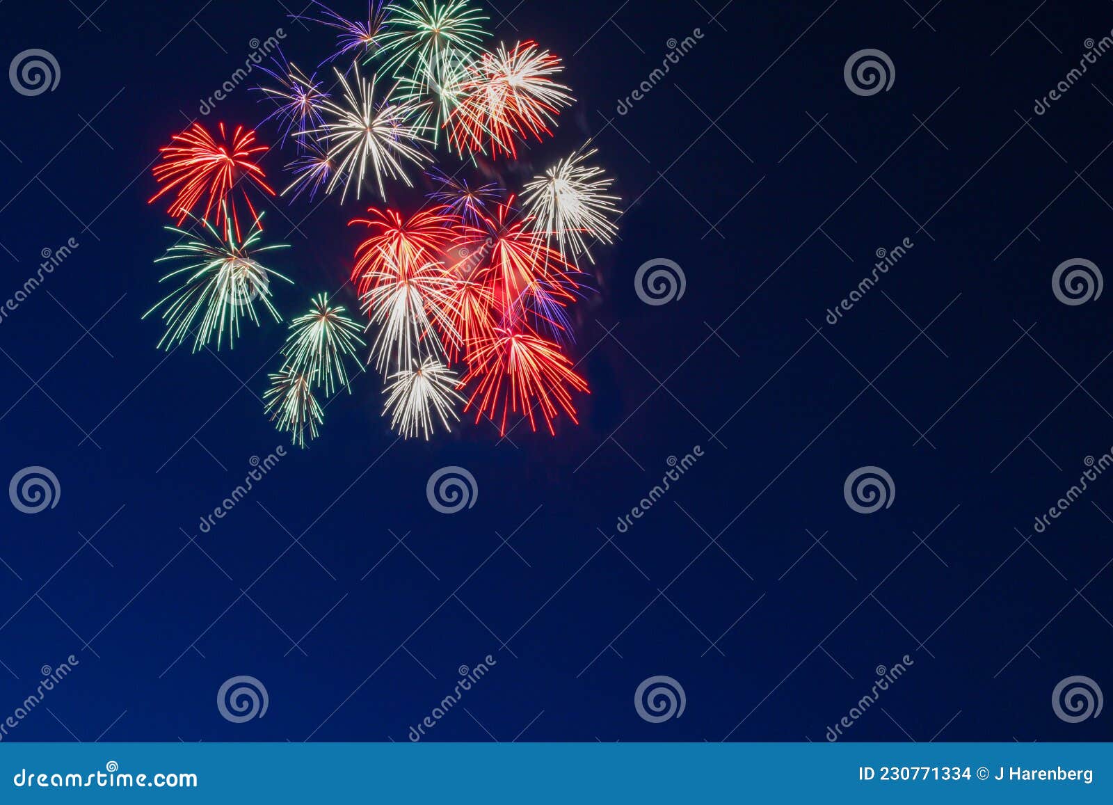 Fireworks Display, Red Blue Green White Shell of Shells Stock Photo ...