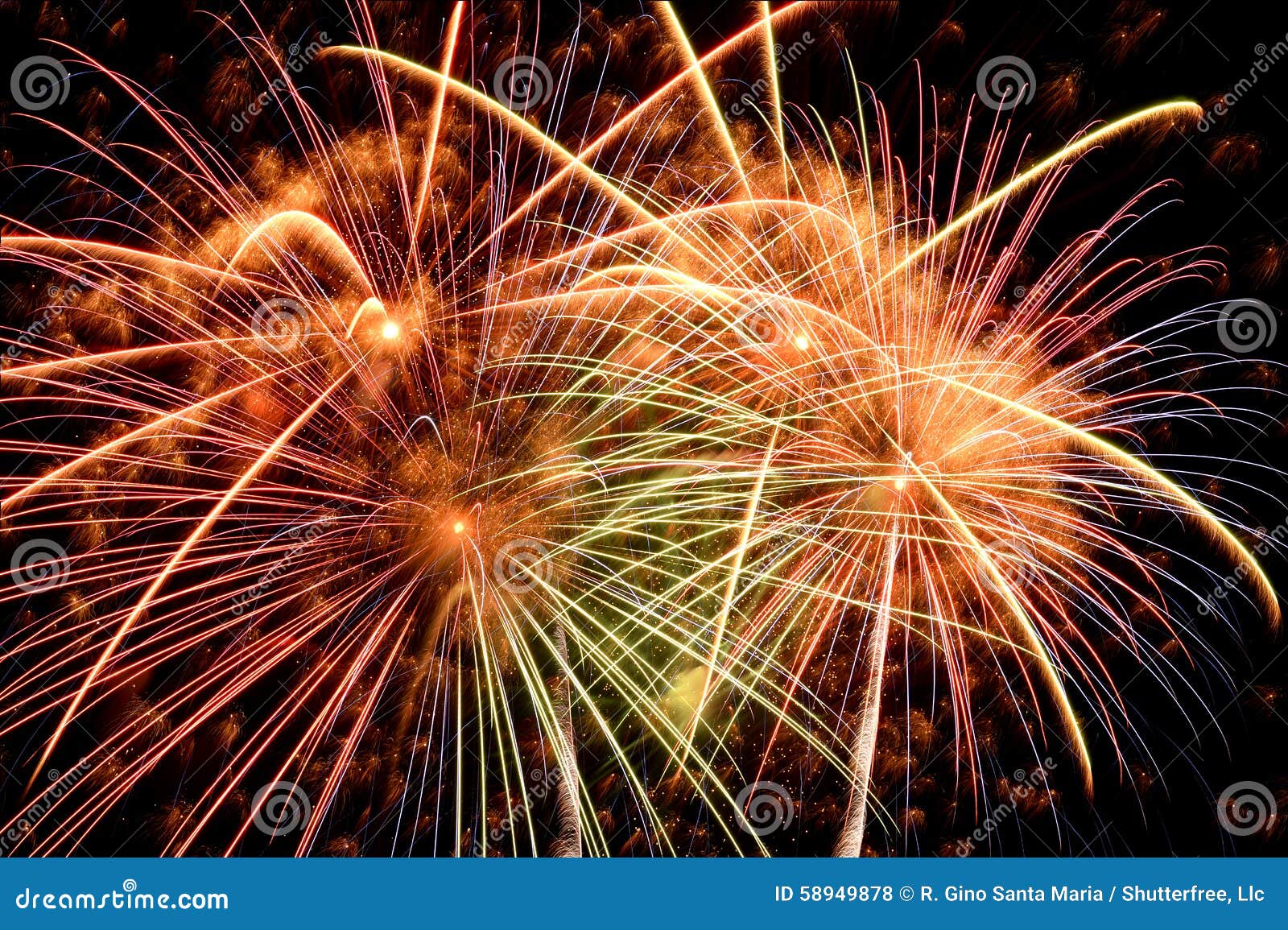 Fireworks of Diverse Colors at Night Stock Photo - Image of rockets ...