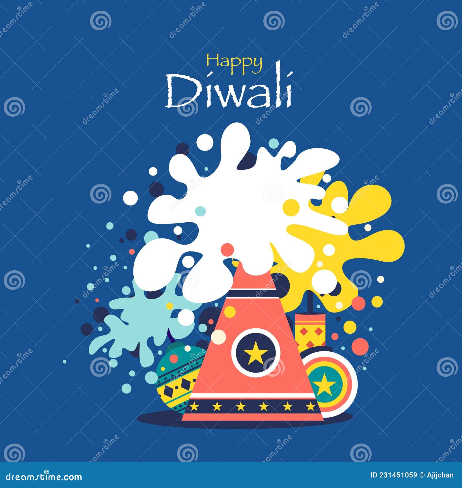 Colorful Fireworks. Greetings for Diwali Festival Stock Vector ...