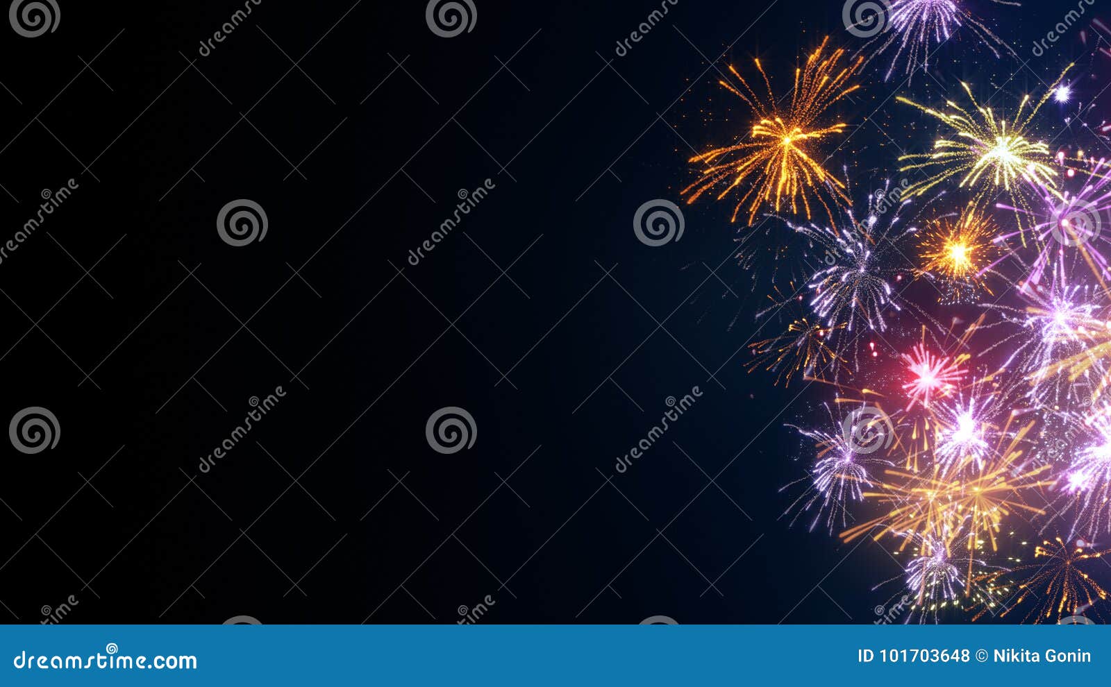 Fireworks on Edge and Free Space Holiday Image Stock Illustration ...