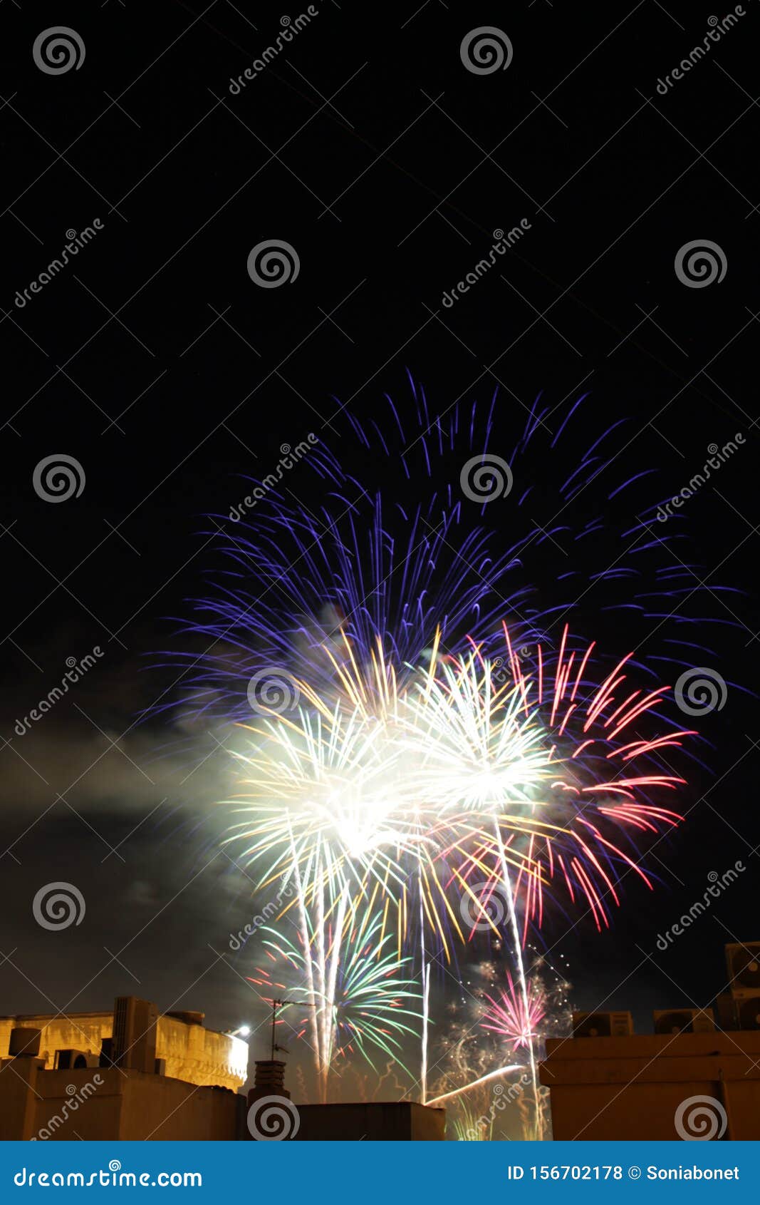 Fireworks in Elche for the Festivities Stock Photo - Image of light ...