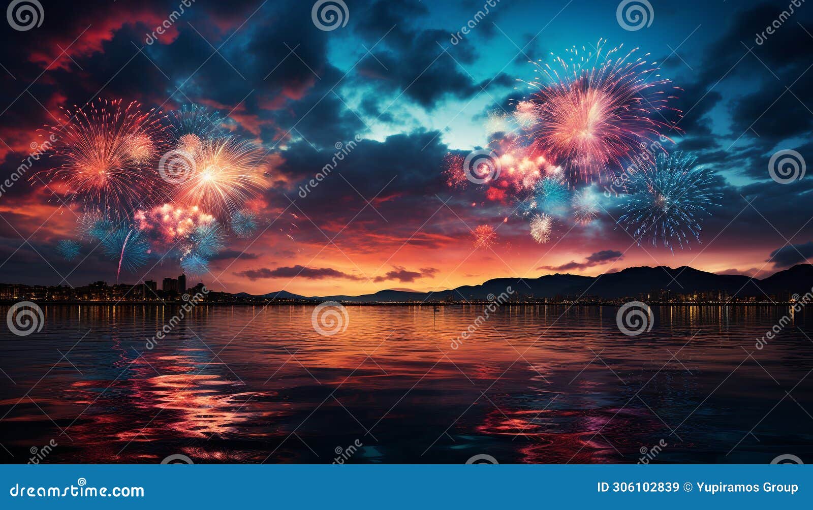 Fireworks Explode in Vibrant Colors, Illuminating the Night Sky ...