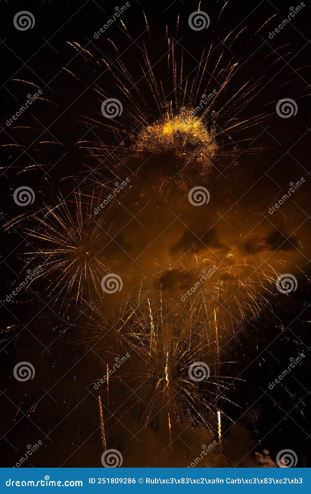 Fireworks Exploding Behind a Wall of Smoke Stock Photo - Image of ...