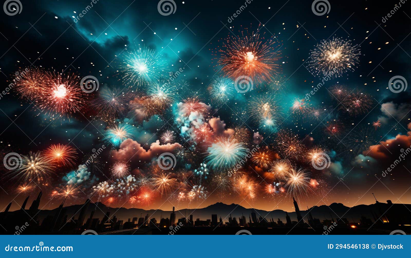 Fireworks Exploding in the Dark Night, Illuminating the Celebration ...