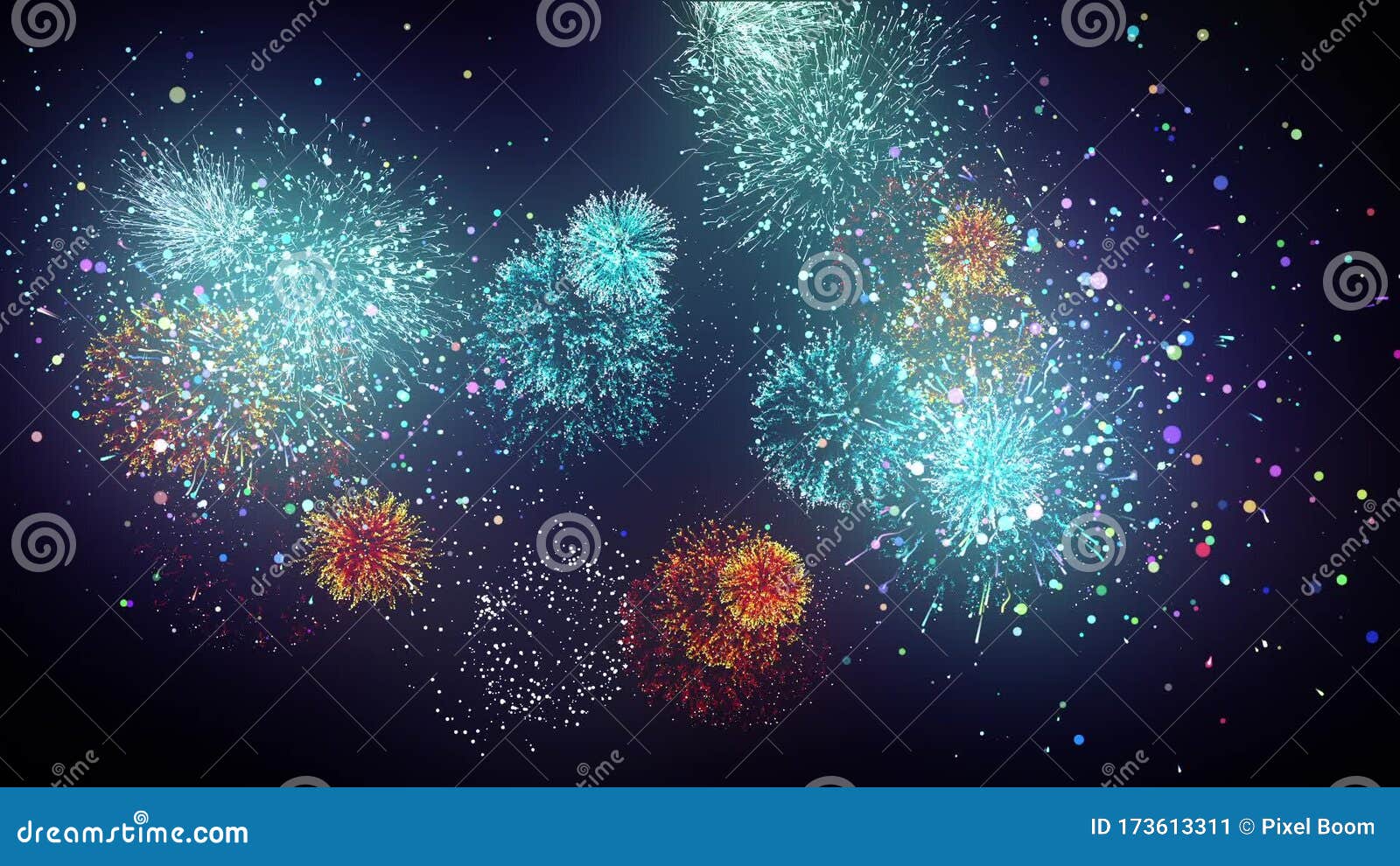 Fireworks Exploding Happy New Year Celebrate Background 3 Stock Video ...
