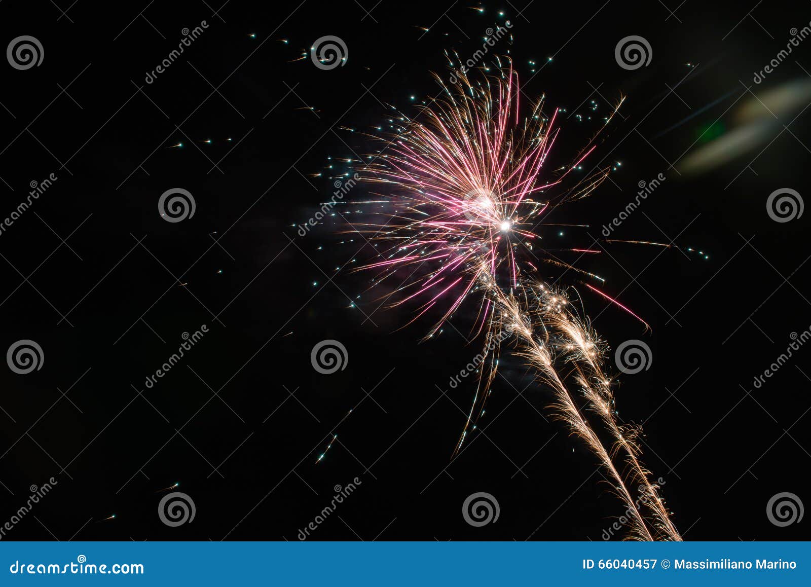 Fireworks Exploding at Night Stock Image - Image of year, yellow: 66040457