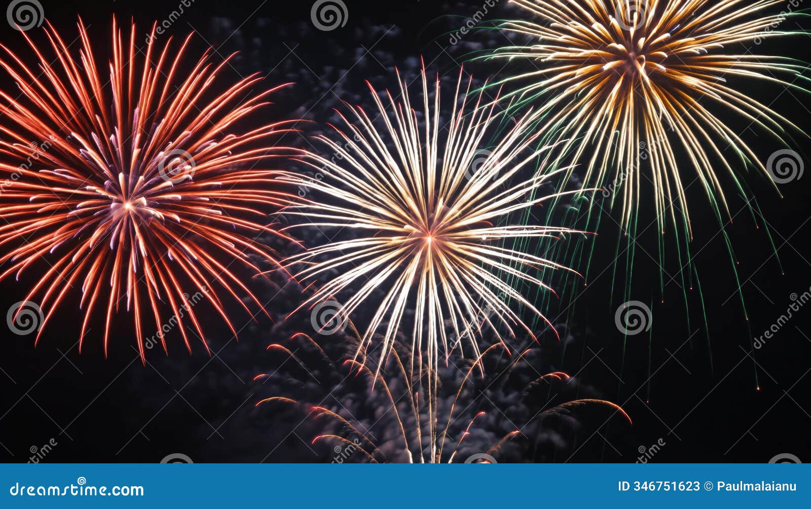 Fireworks Exploding in the Night Sky. Stock Illustration - Illustration ...