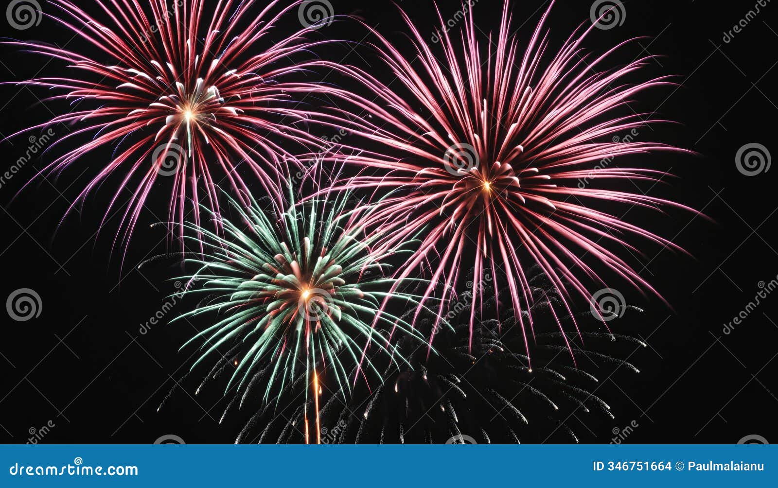 Fireworks Exploding in the Night Sky. Stock Illustration - Illustration ...
