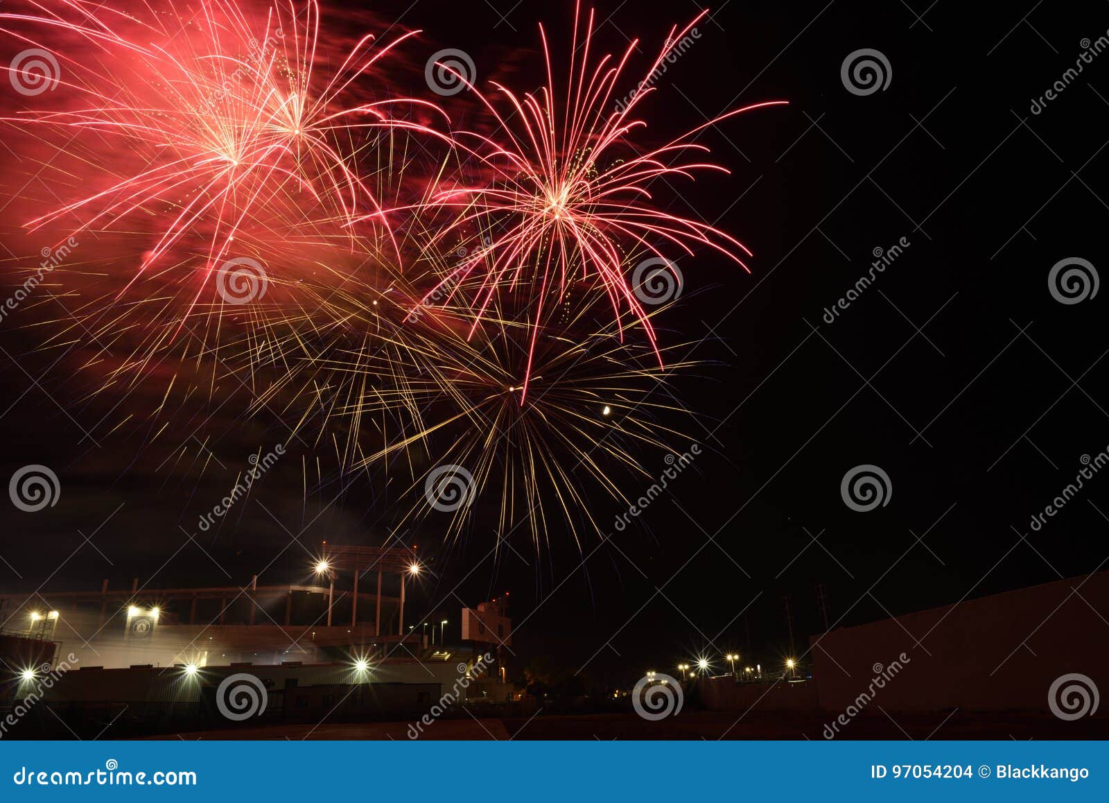 Fireworks And Moon 2 Editorial Image | CartoonDealer.com #97795872