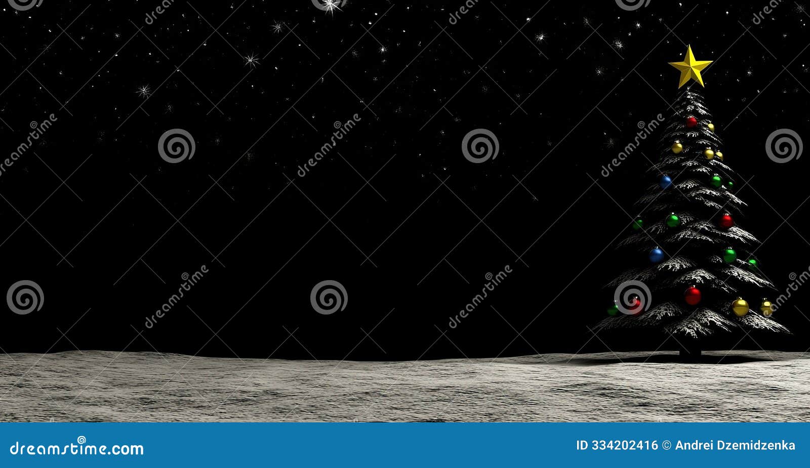 Fireworks Exploding in the Night Sky Over a Decorated White Christmas ...