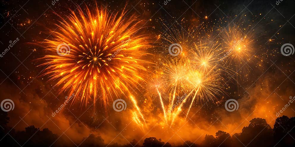 Fireworks Exploding in the Sky Stock Illustration - Illustration of ...