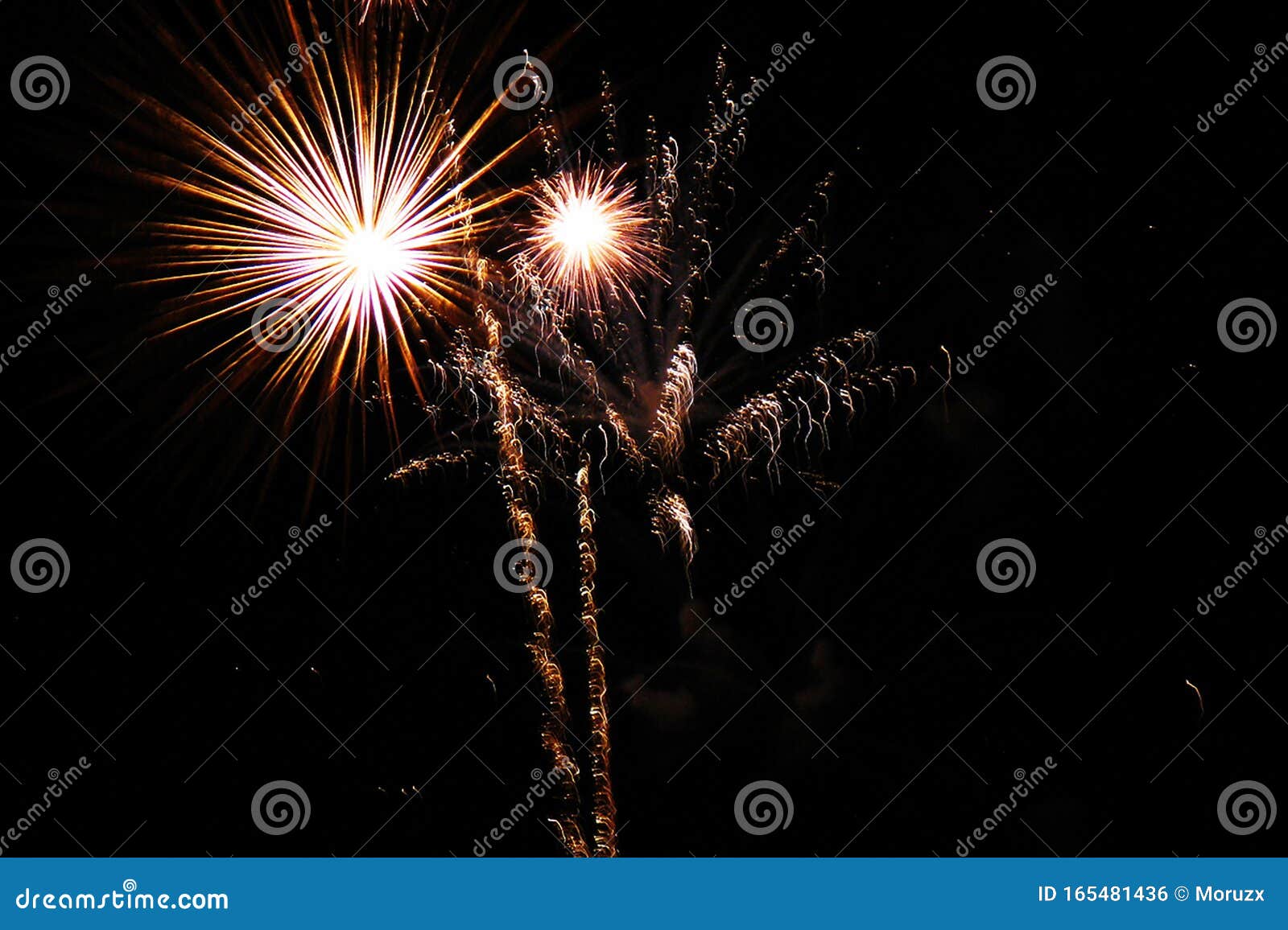 Fireworks Explosion Light on Black Sky Stock Photo - Image of happy ...