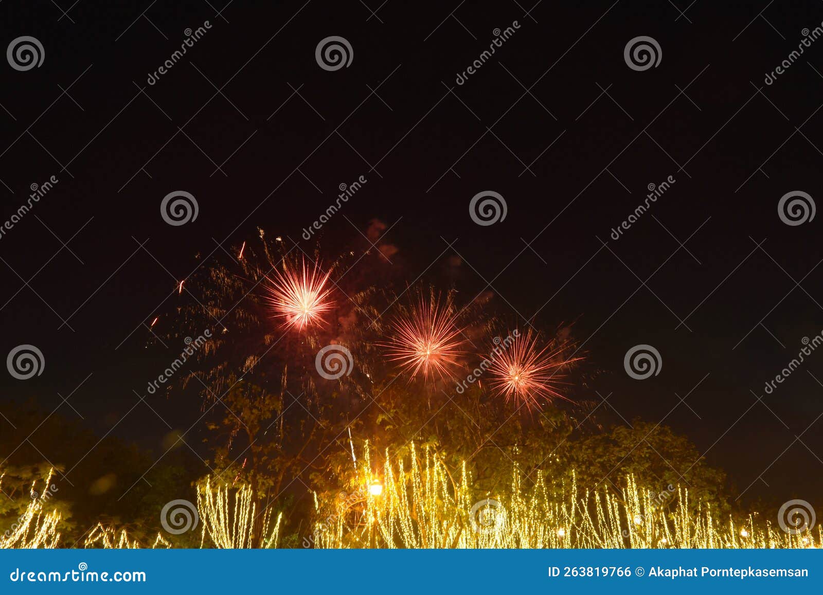 Fireworks Explosive on Dark Sky in Night Stock Photo - Image of impact ...