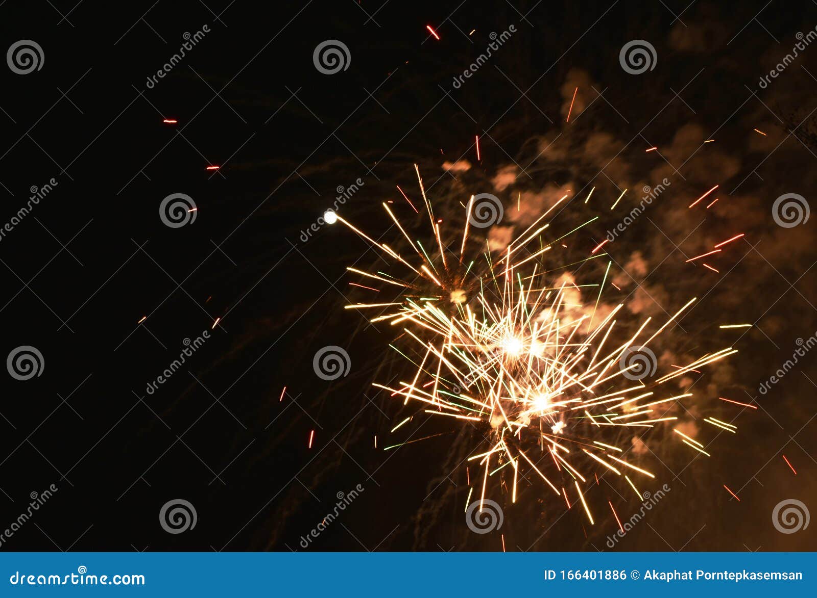 Fireworks Explosive on Dark Sky in Night Stock Photo - Image of ...