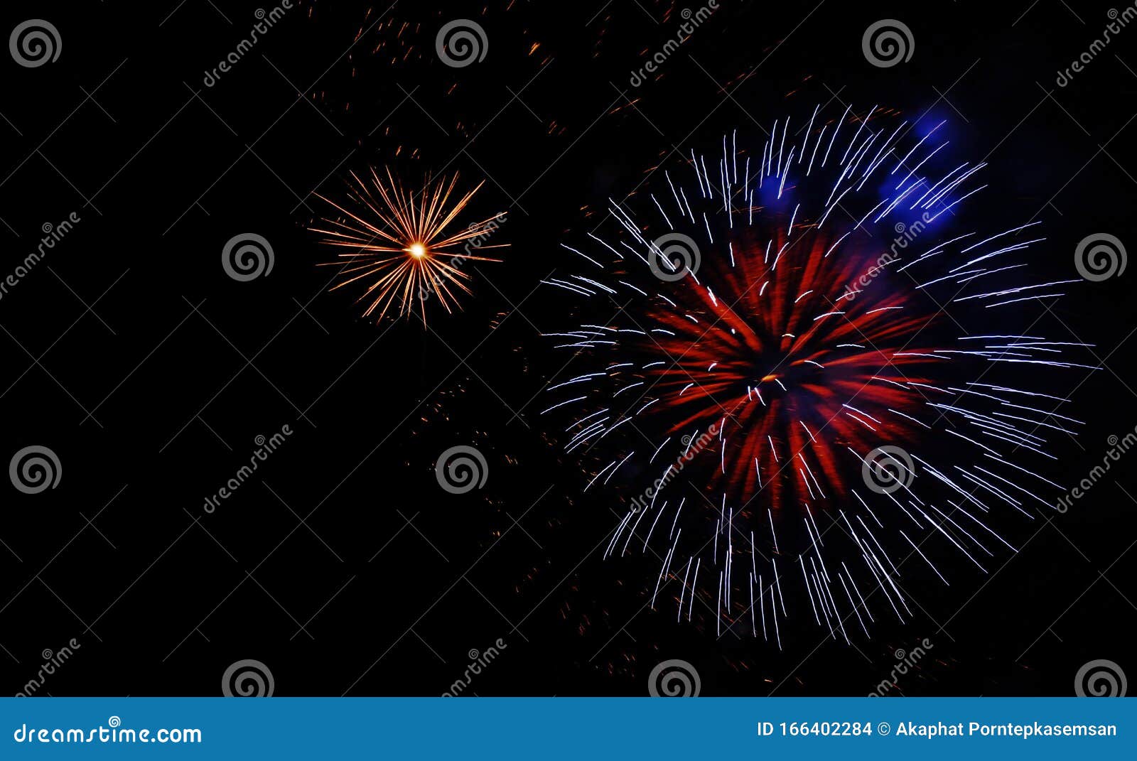 Fireworks Explosive on Dark Sky in Night Stock Photo - Image of ...