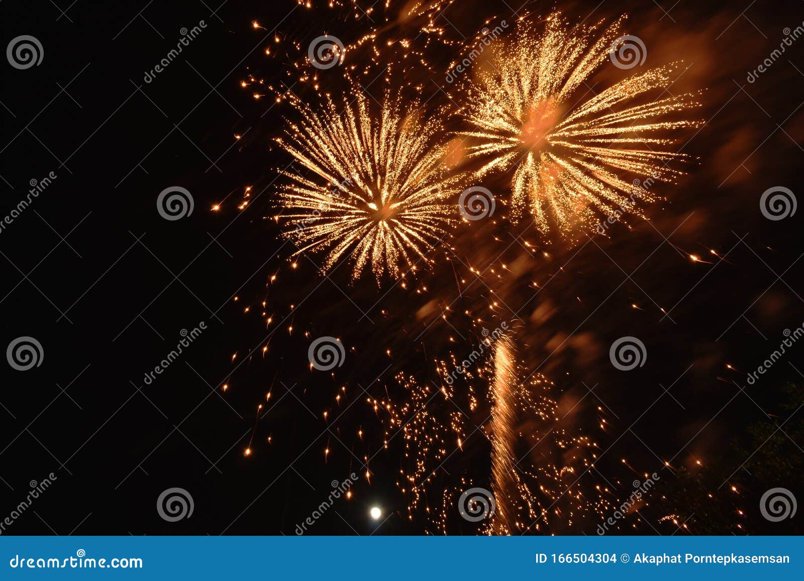 Fireworks Explosive on Dark Sky in Night Stock Photo - Image of black ...
