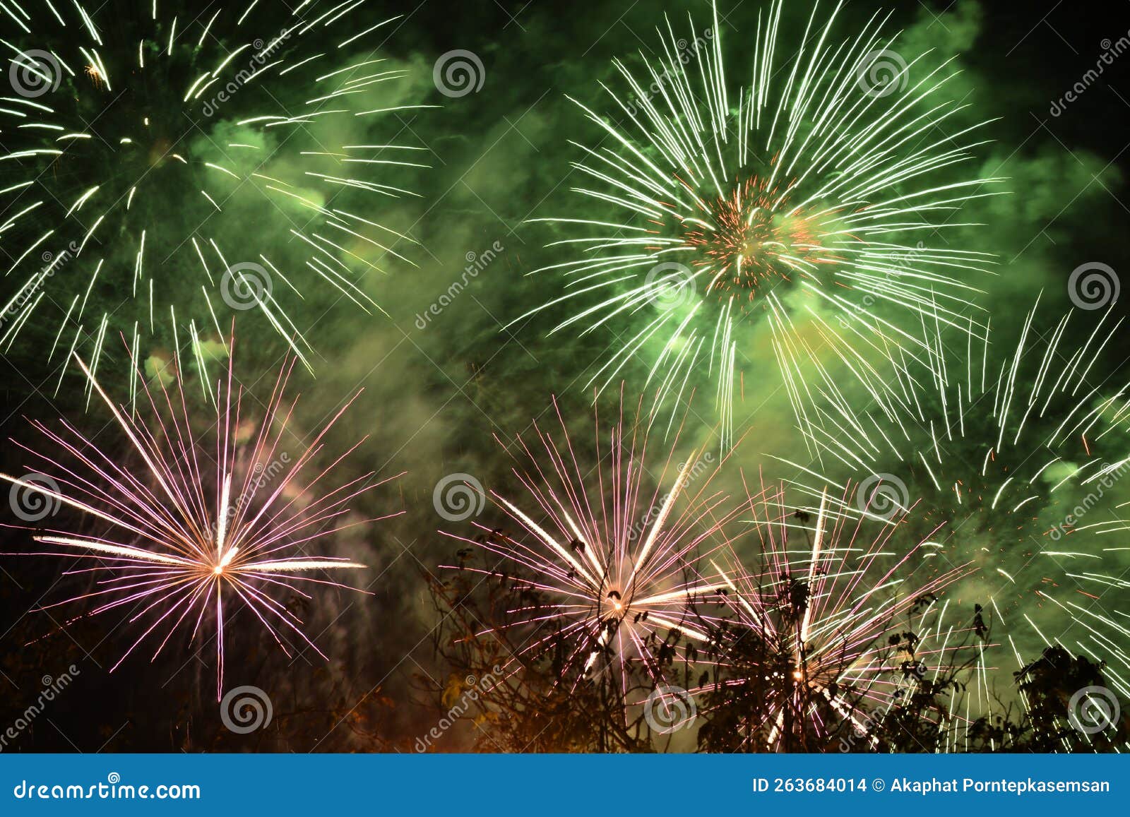 Fireworks Explosive on Dark Sky in Night Stock Photo - Image of ...