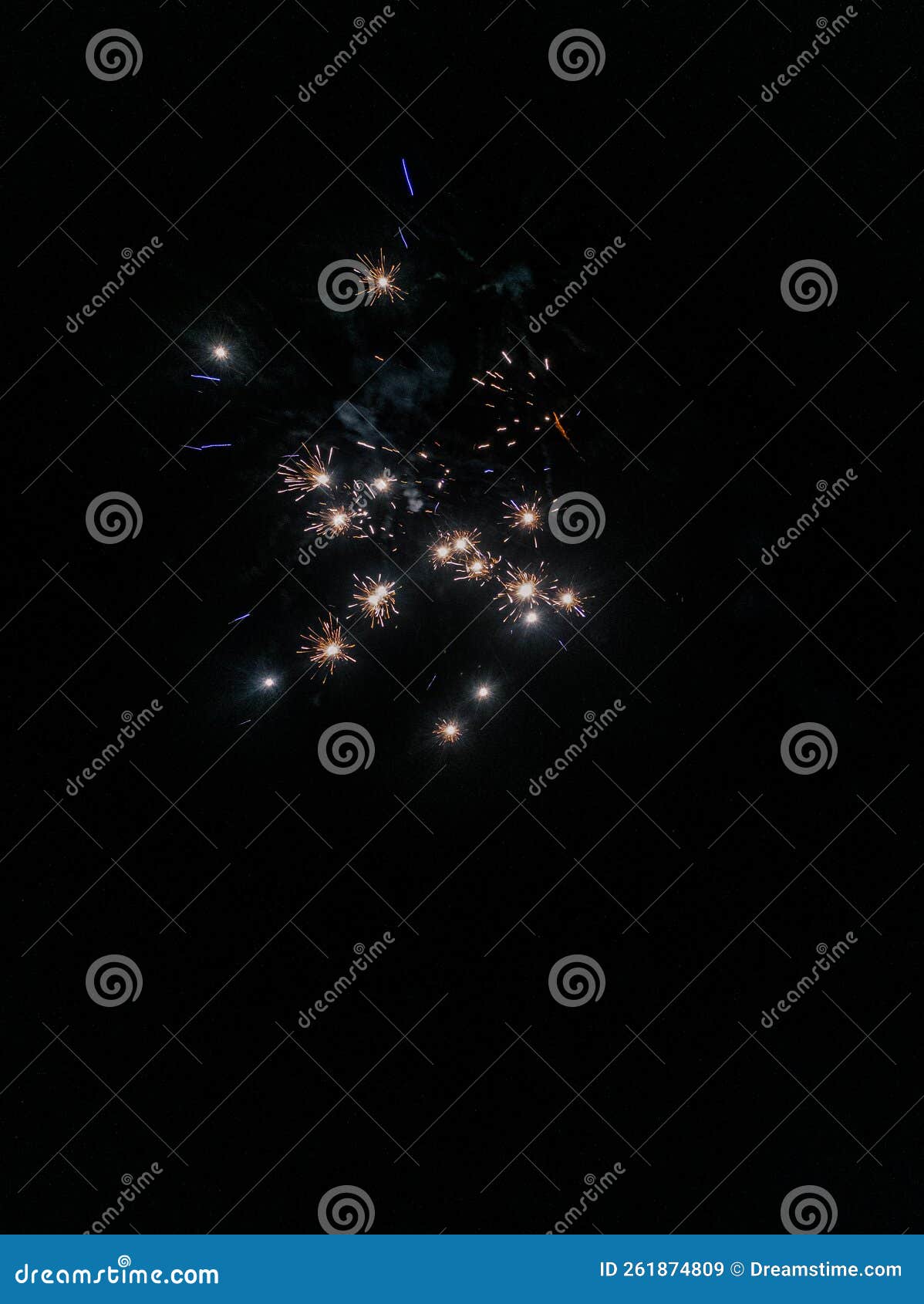 Fireworks fall at night stock image. Image of midnight - 261874809
