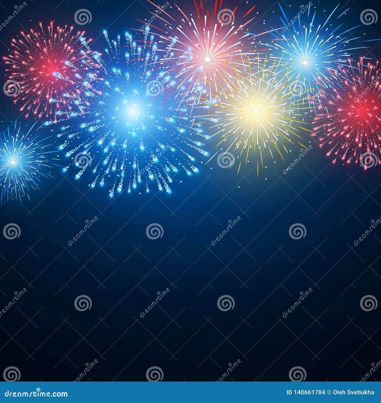 Fireworks. Festival Colorful Firework. Vector Llustration On Blue ...