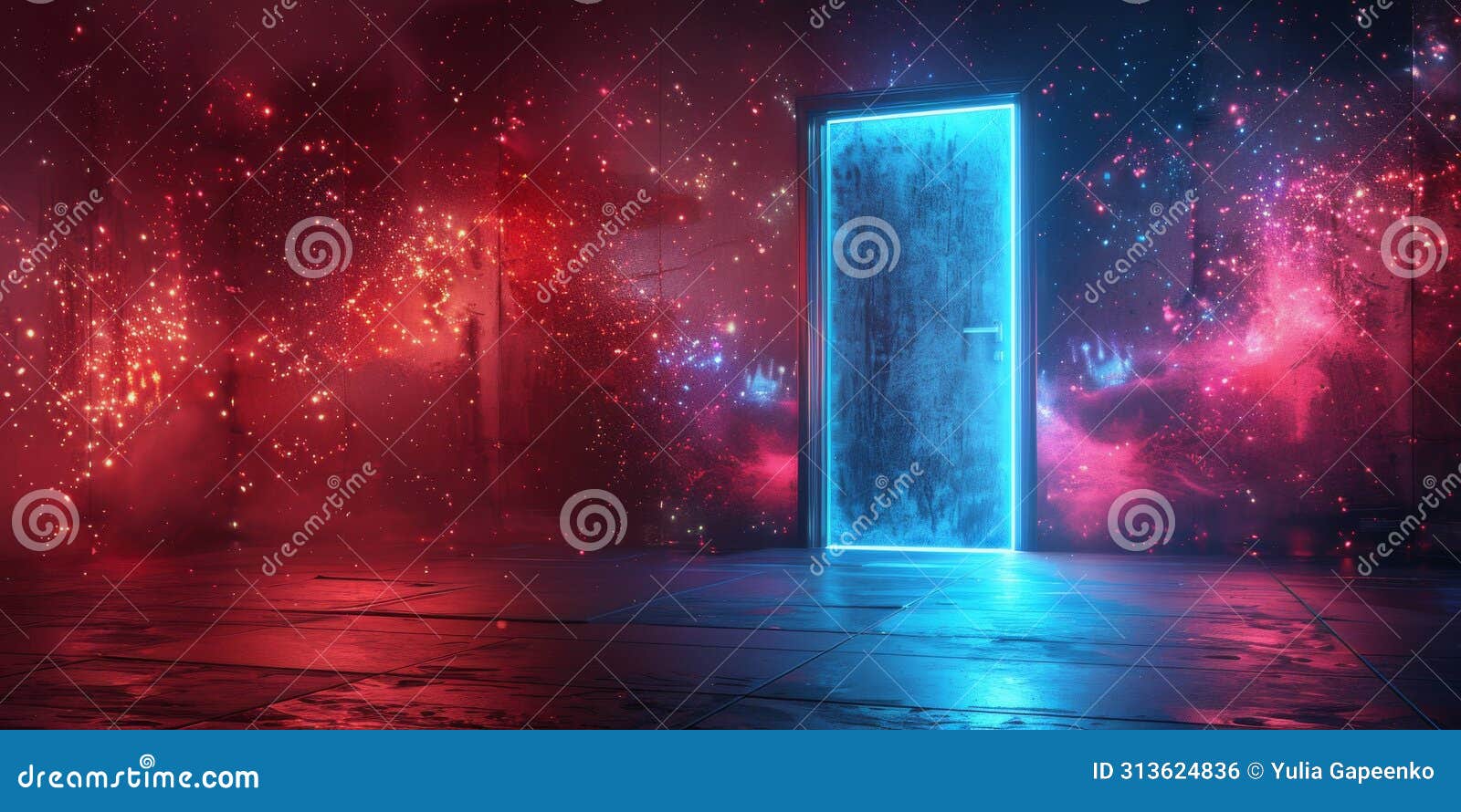Fireworks Filling Room through Open Door Stock Photo - Image of open ...