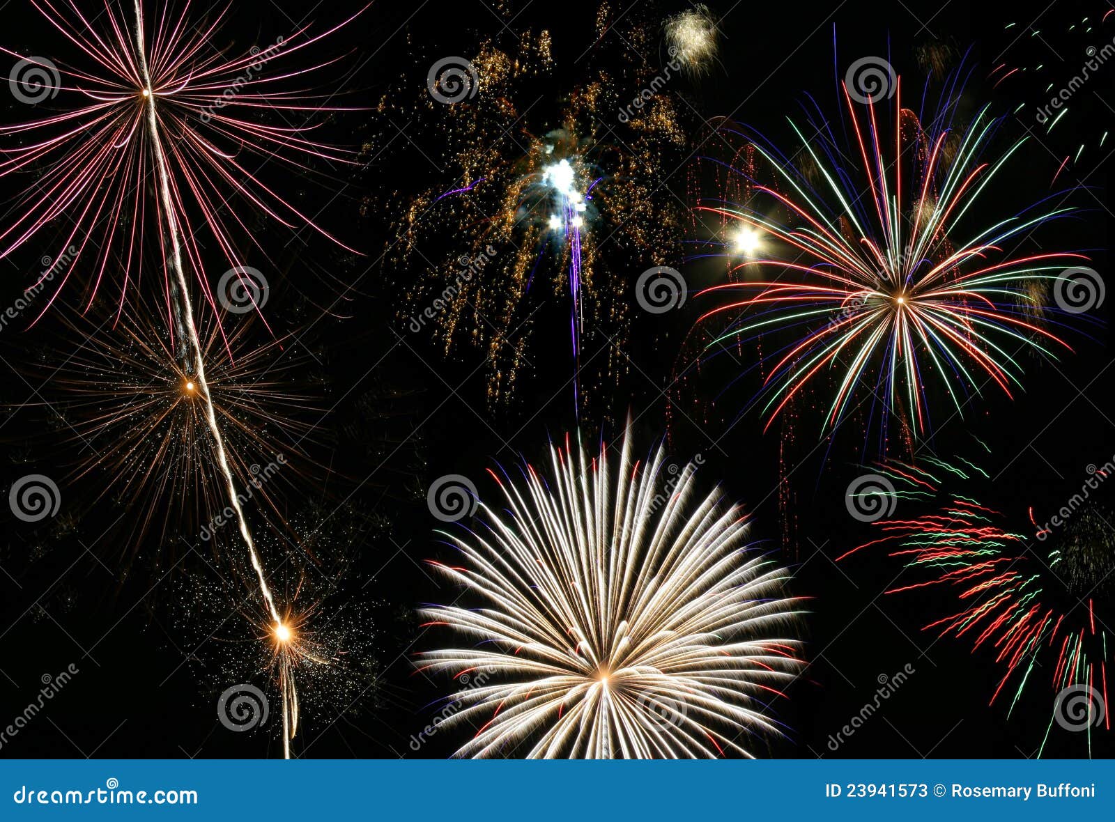 Fireworks Finale with Multiple Bursts Stock Image - Image of white ...
