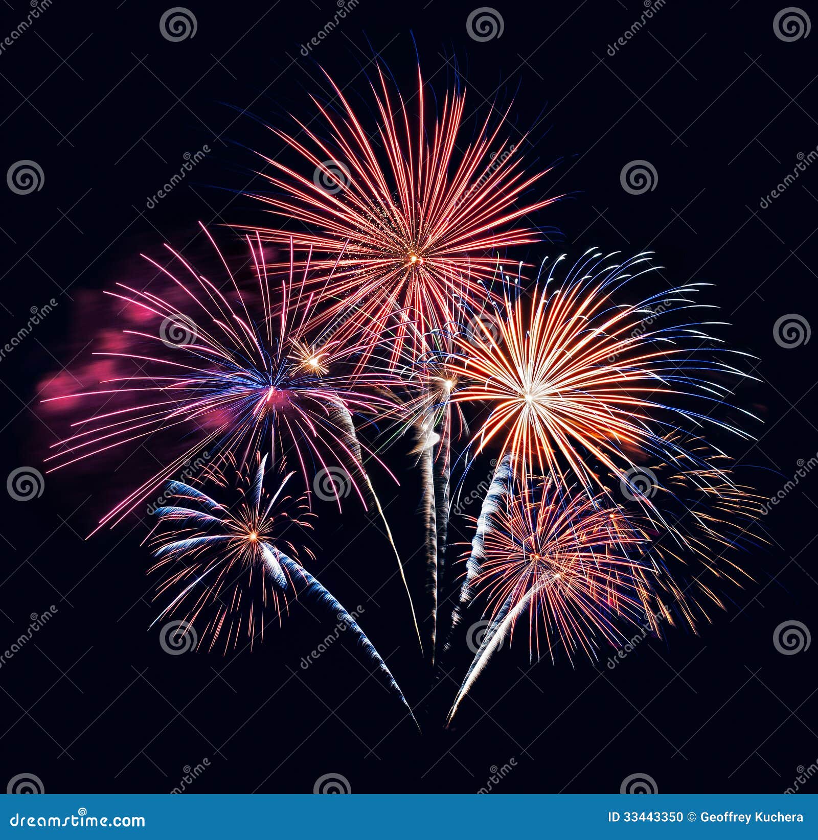 Fireworks Five stock photo. Image of pyrotechnics, holiday - 33443350