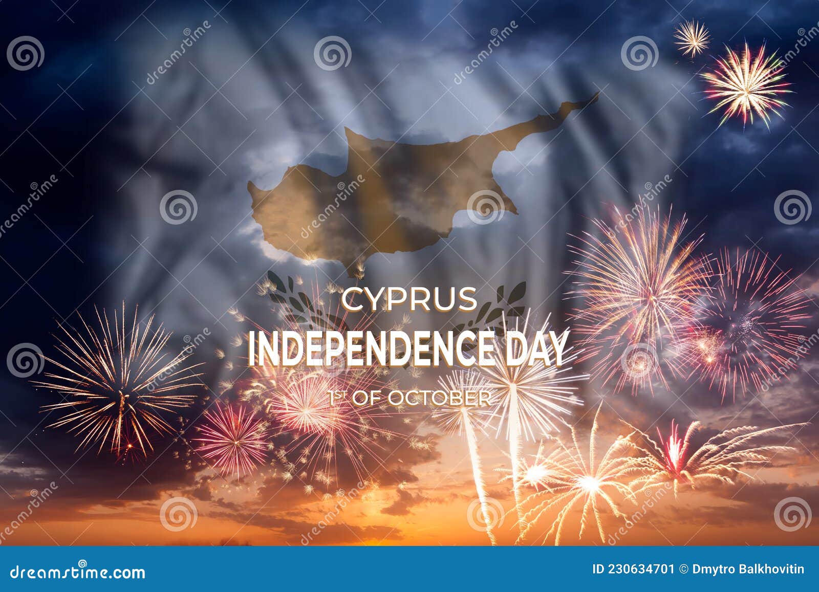 Fireworks and Flag of Cyprus Stock Image - Image of independence, event ...