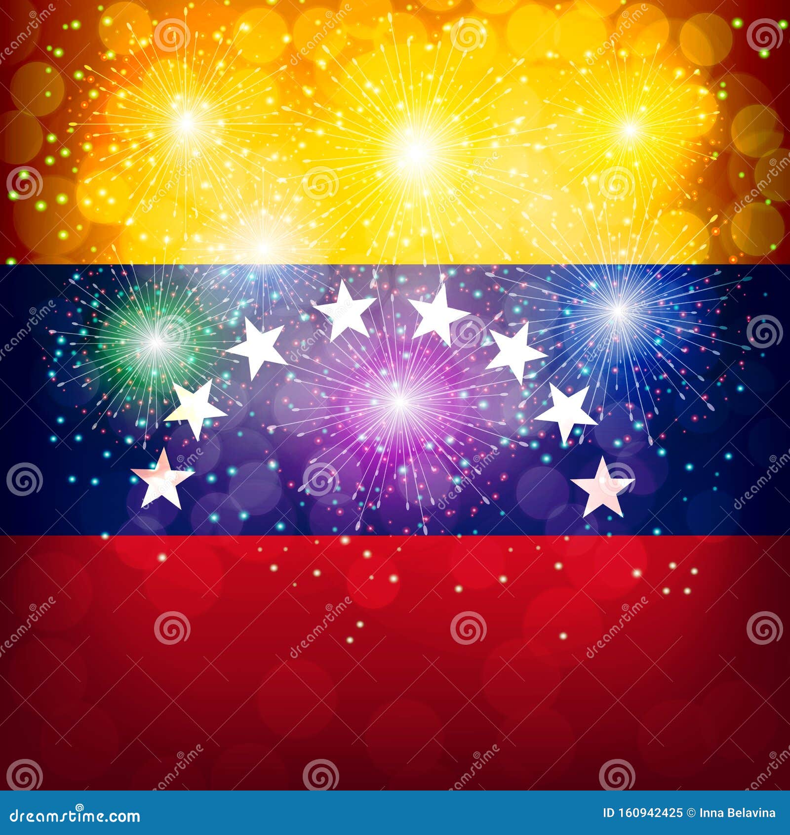 Fireworks with Flag Venezuela. Stock Illustration - Illustration of ...