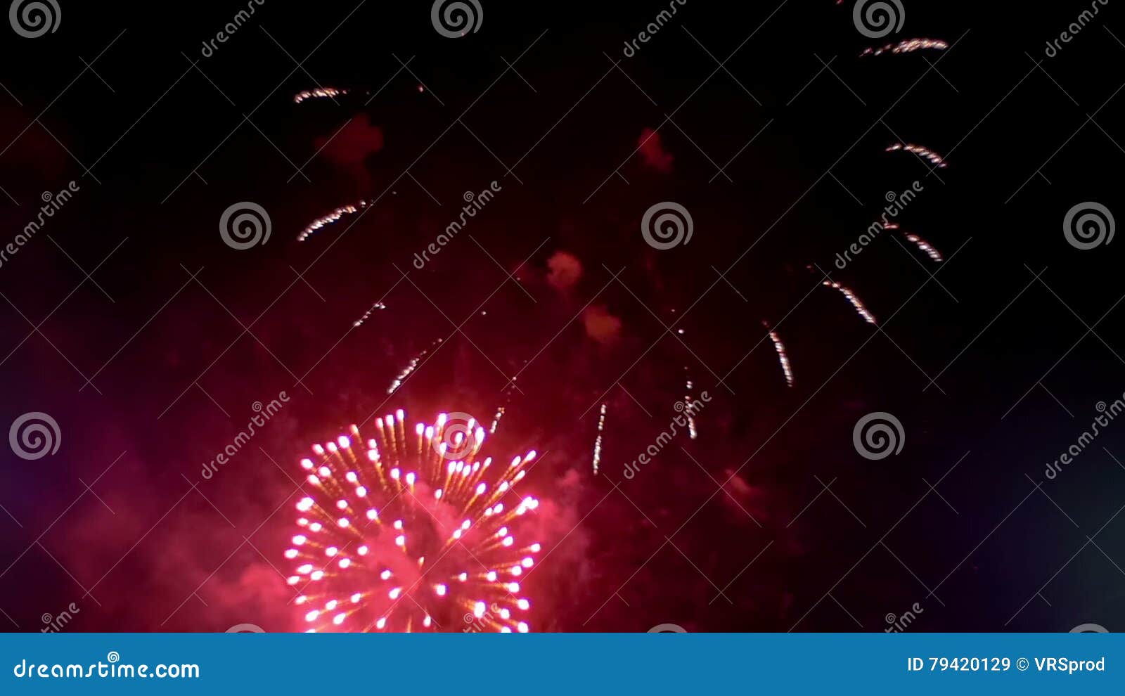 Fireworks Flashing in the Night Sky. Slow Motion Stock Video - Video of ...