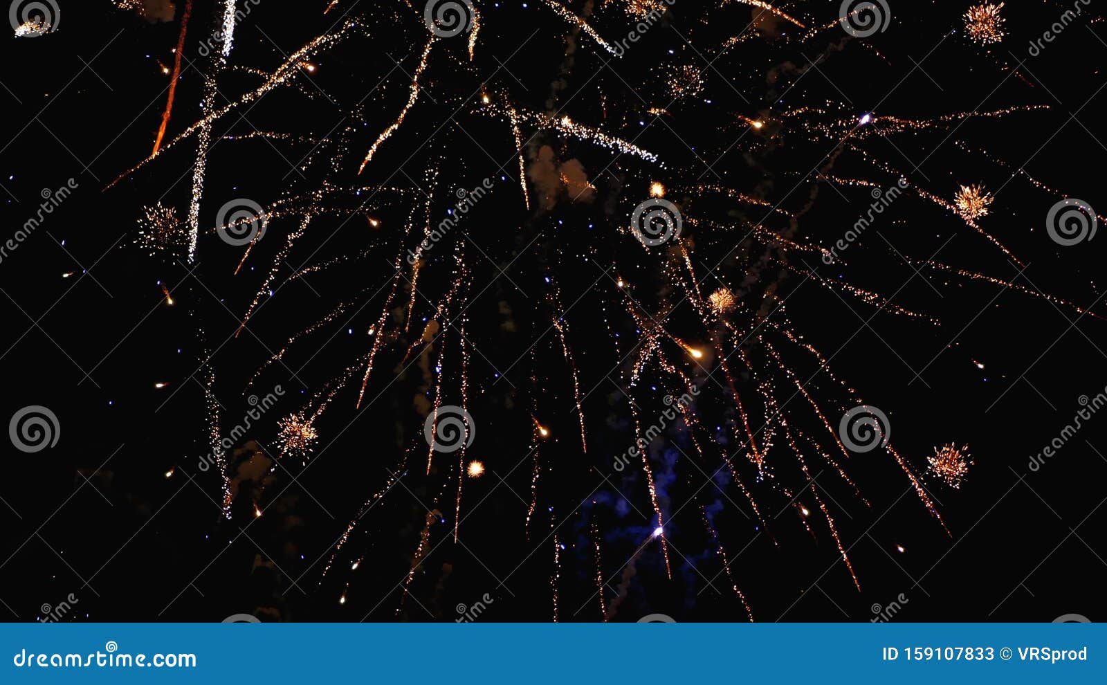 Fireworks Flashing in the Night Sky. Slow Motion. Real Fireworks with ...