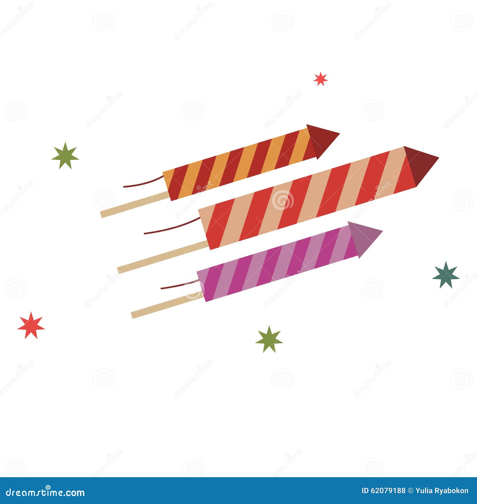 Fireworks flat icon stock vector. Illustration of creative - 62079188