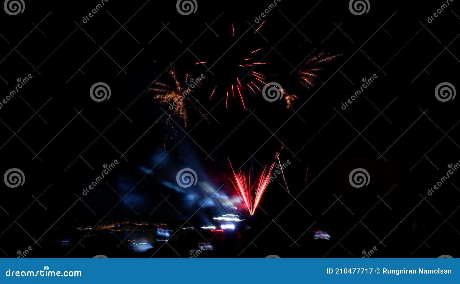 Fireworks Float in the Pitch Black Sky Stock Image - Image of fountain ...
