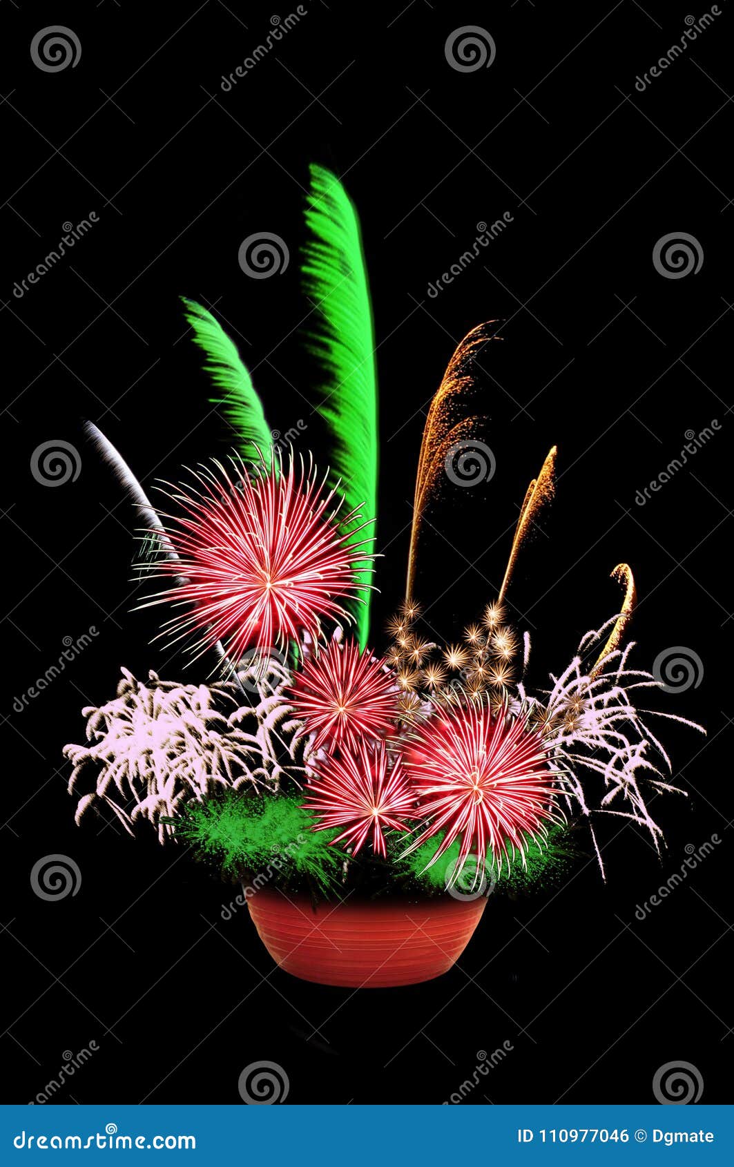 Fireworks Flower Arrangement Stock Illustration - Illustration of burst ...