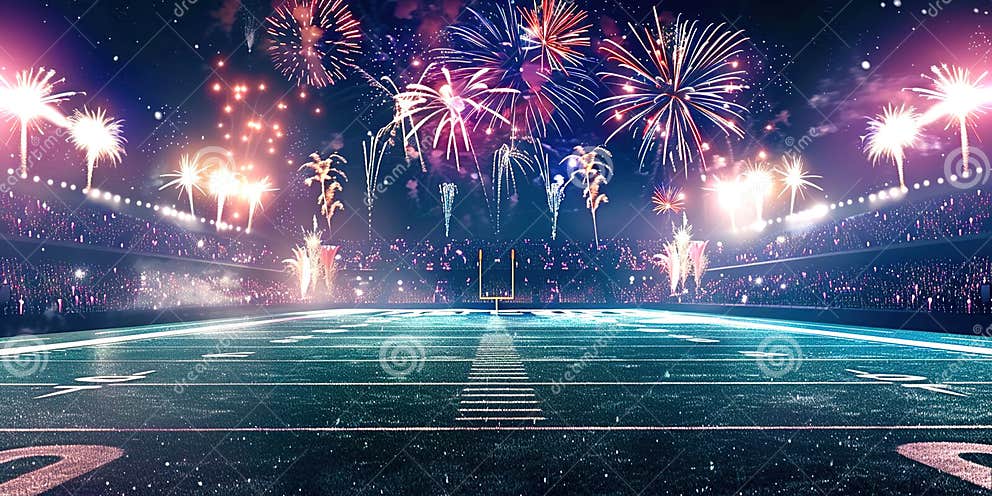 Fireworks on the Football Field Stock Image - Image of championship ...