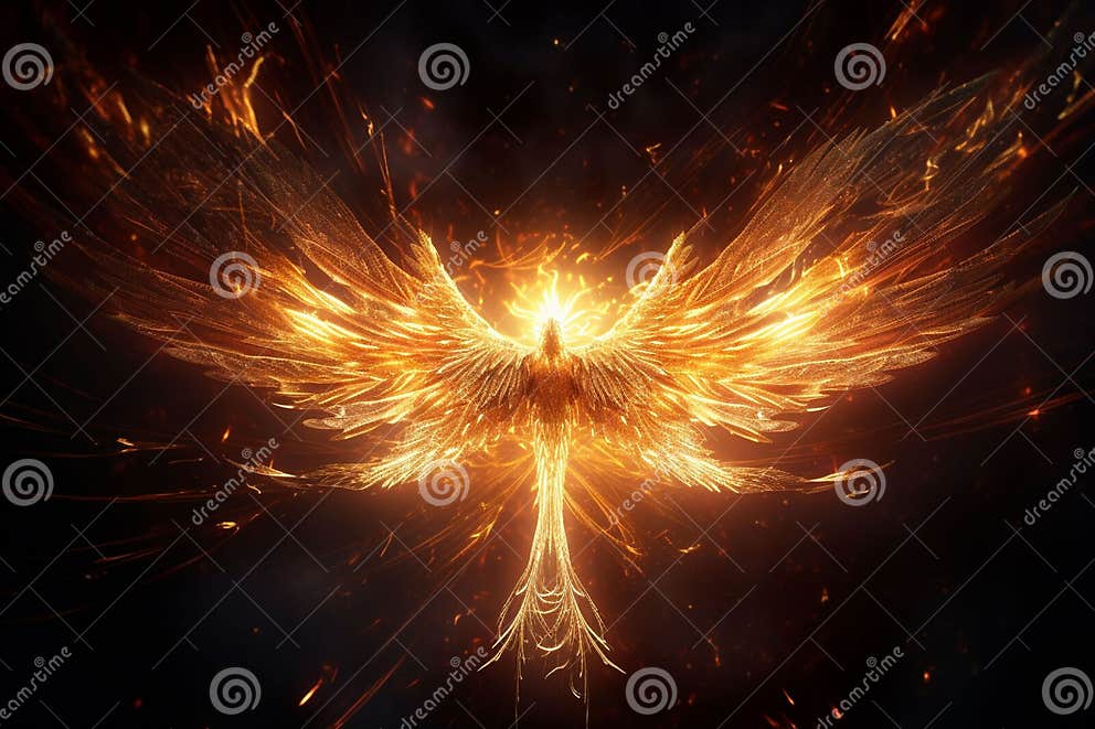Fireworks Forming the Shape of a Phoenix Stock Illustration ...