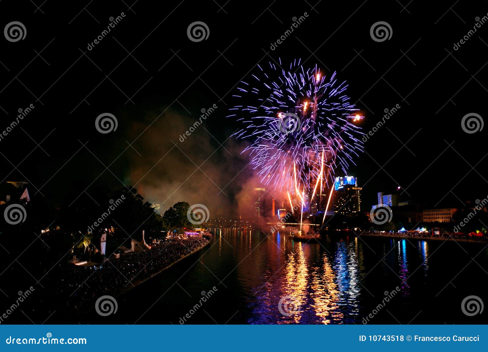 Fireworks in Frankfurt, Germany Stock Photo - Image of frankfurt ...